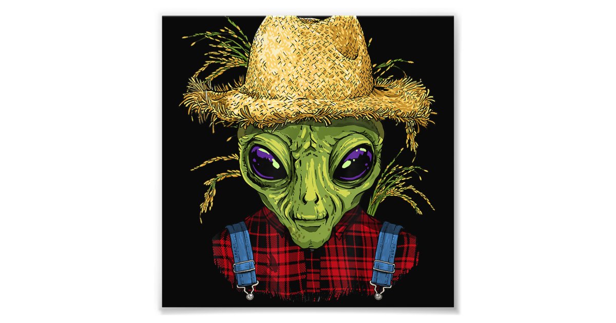 Alien Farmer UFO Alien Outer Space Lover Photo Print | Zazzle