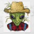 Alien Farmer UFO Alien Outer Space Lover Wine Label | Zazzle