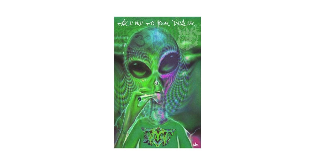ALIEN GRAFFITI CANVAS TAKE ME TO YOUR DEALER RETRO | Zazzle