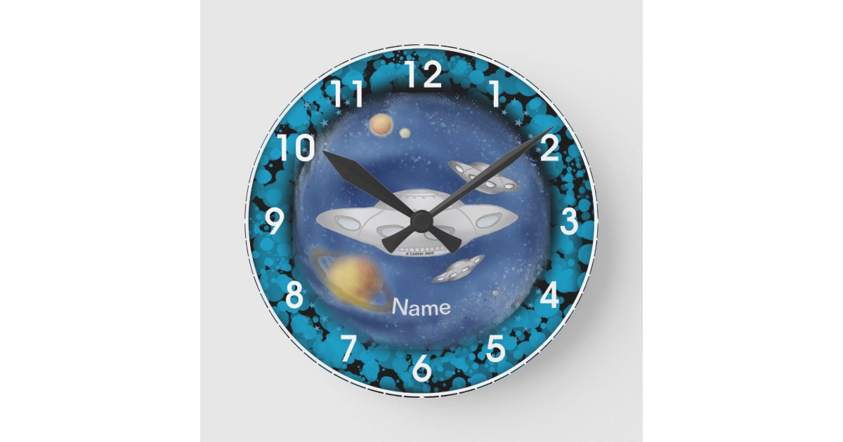 Alien Gray Spaceship Clock | Zazzle