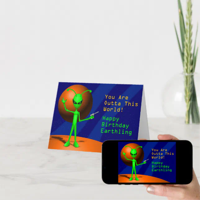 Alien Happy Birthday Card | Zazzle