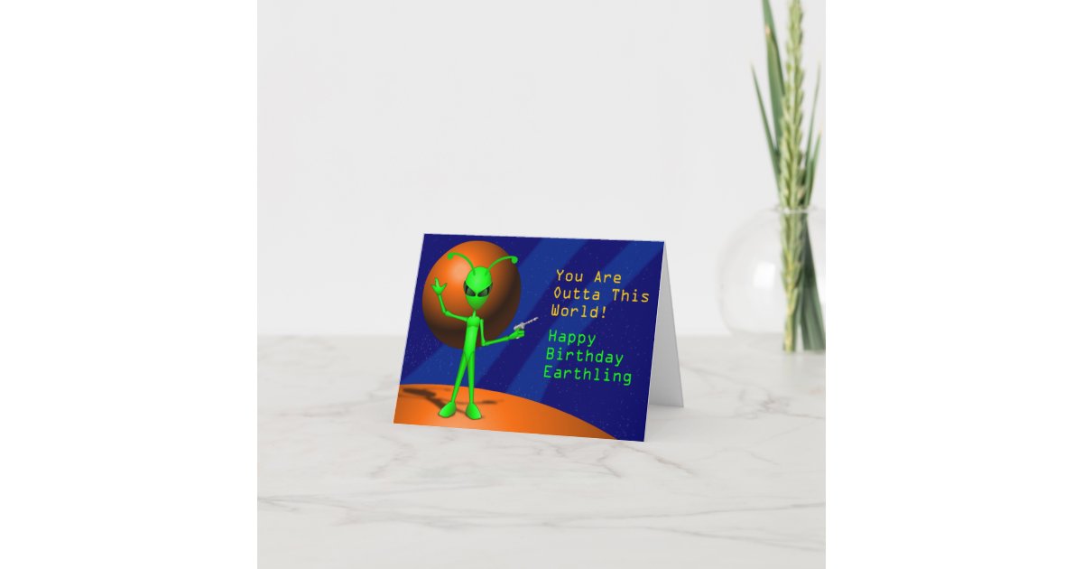 Alien Happy Birthday Card | Zazzle