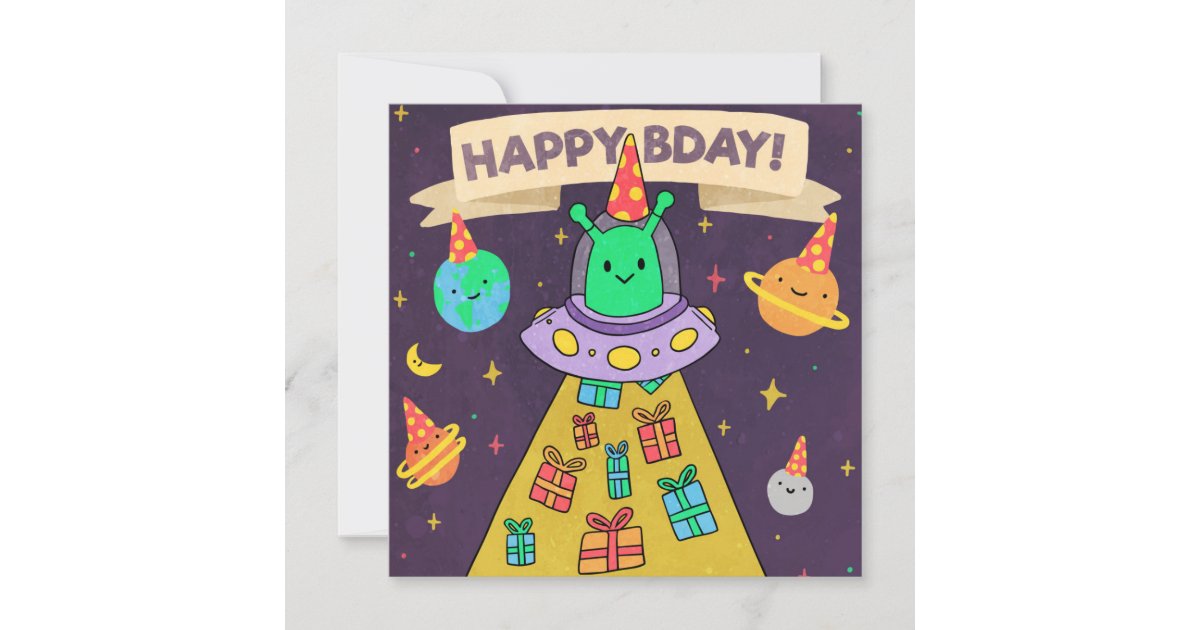 Alien Happy Birthday Holiday Card | Zazzle