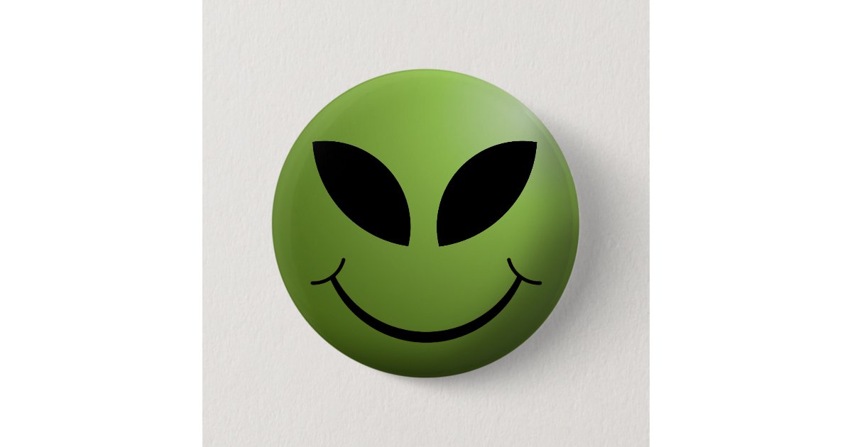 Alien Happy Face Button | Zazzle