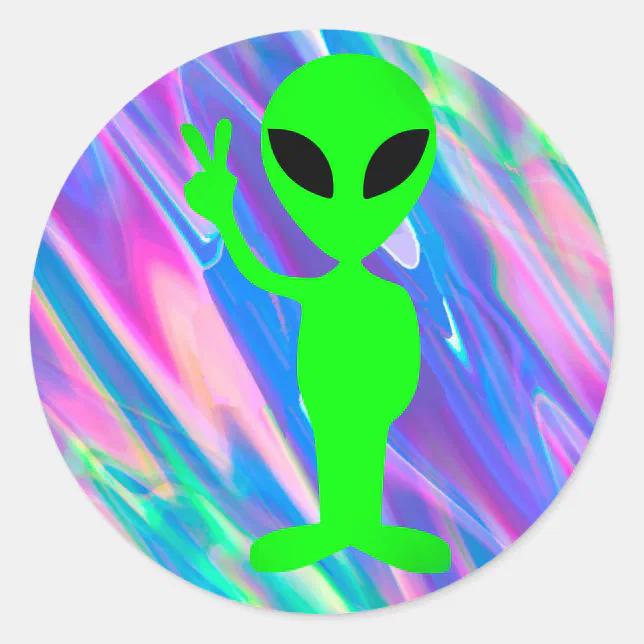 alien hologram classic round sticker | Zazzle