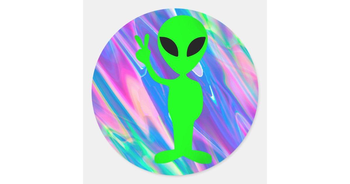 alien hologram classic round sticker | Zazzle