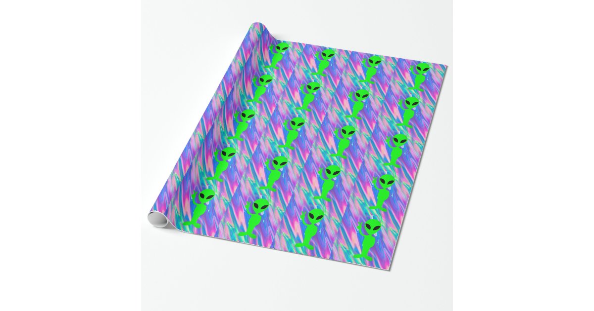 alien hologram wrapping paper | Zazzle