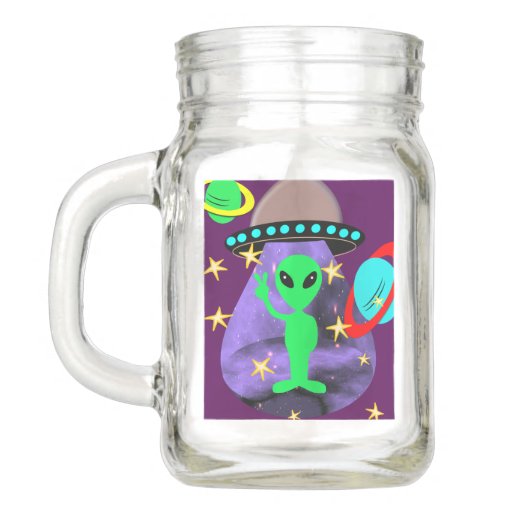 Alien In Outer Space fun Kids Cute Party Mason Jar | Zazzle