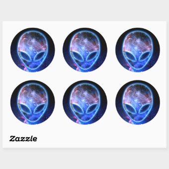 Alien in Space Classic Round Sticker | Zazzle