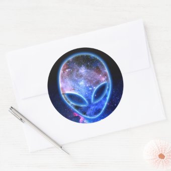 Alien in Space Classic Round Sticker | Zazzle