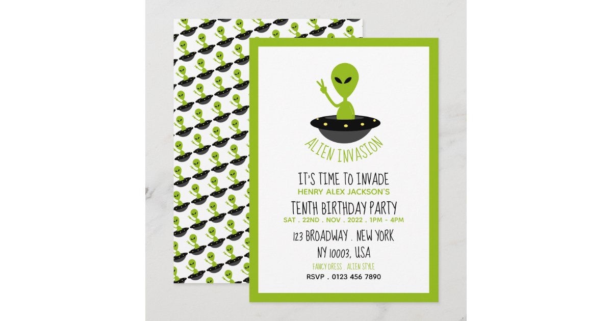 Alien Invasion, Birthday Invitation | Zazzle