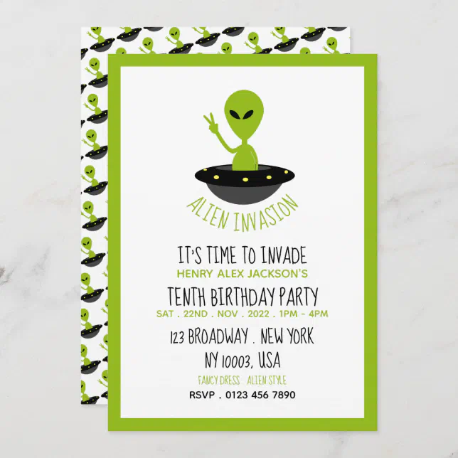 Alien Invasion, Birthday Invitation | Zazzle