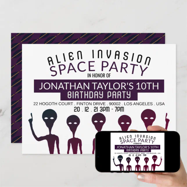 Alien Invasion Birthday Party Invitation | Zazzle