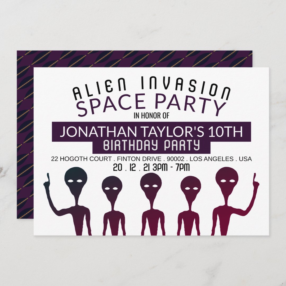 Alien Invasion Birthday Party Invitation | Zazzle