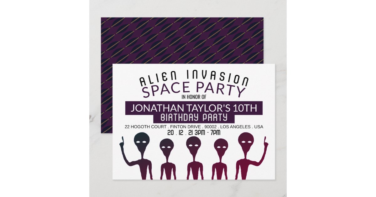 Alien Invasion Birthday Party Invitation | Zazzle