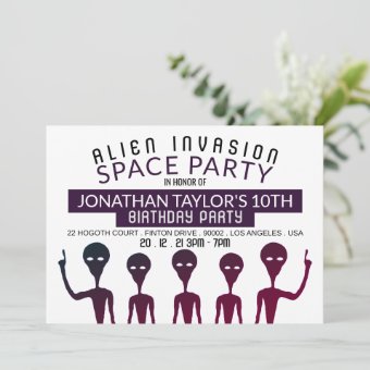 Alien Invasion Birthday Party Invitation | Zazzle