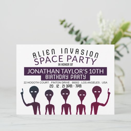 Alien Invasion Birthday Party Invitation | Zazzle