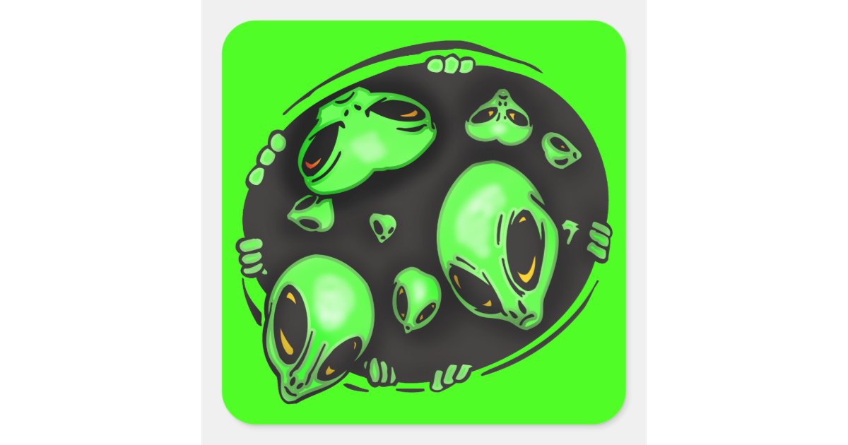 Alien Invasion Square Sticker | Zazzle
