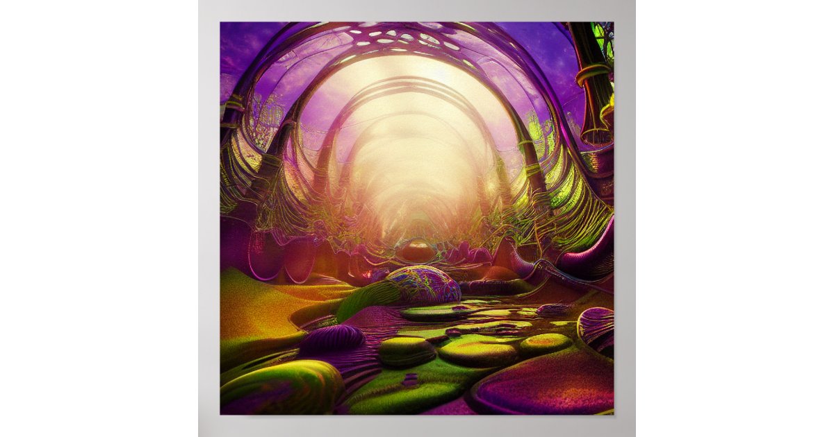 Alien Landscape Lucid Dreaming Tunnel Psychedelic Poster | Zazzle