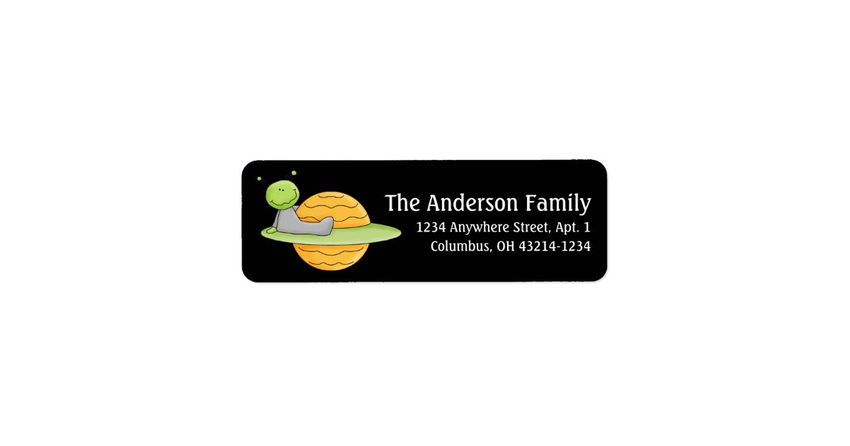 Alien on Planet Space Theme Return Address Label | Zazzle