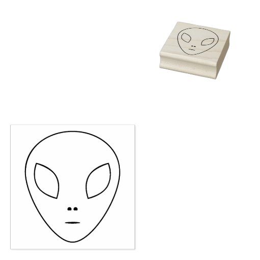 Alien Outline Rubber Stamp | Zazzle