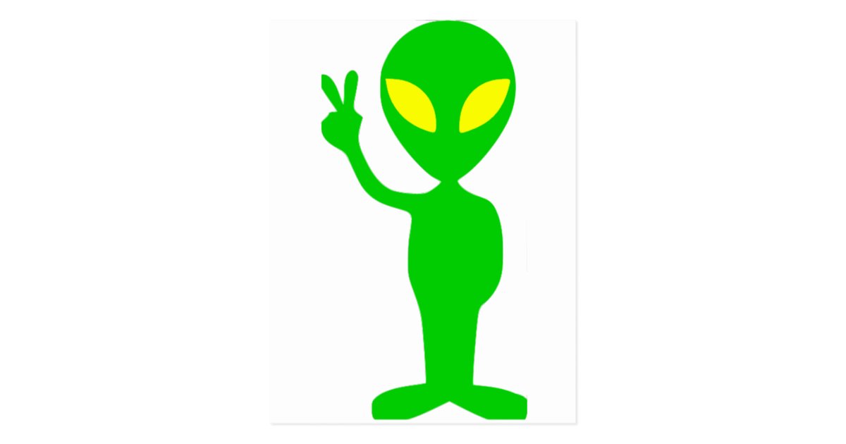 Alien Peace Sign Postcard | Zazzle
