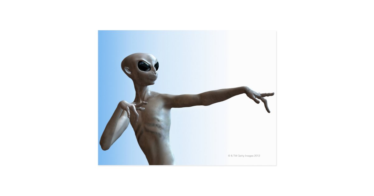 Alien Pointing Postcard | Zazzle