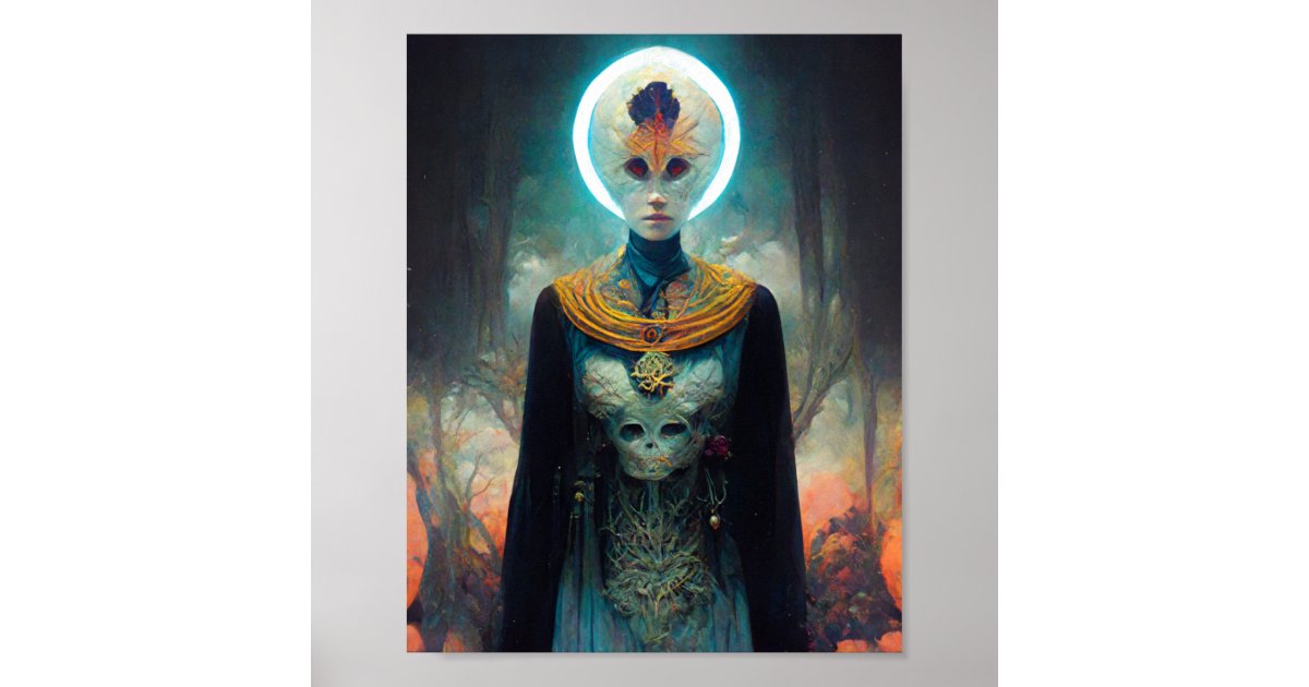 Alien Priestess Fantasy Sci-Fi Art Poster | Zazzle