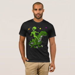 Alien Riding T-Rex Dinosaur Space UFO T-Shirt | Zazzle