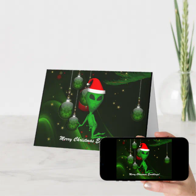 Alien Santa Christmas Ornament Greeting Card | Zazzle