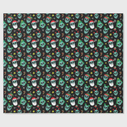 Alien Santa Claus Snowflakes Christmas Tree Wrapping Paper | Zazzle