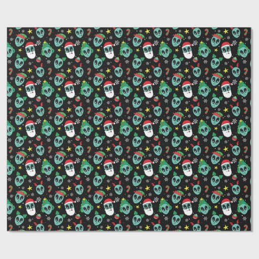 Alien Santa Claus Snowflakes Christmas Tree Wrapping Paper | Zazzle