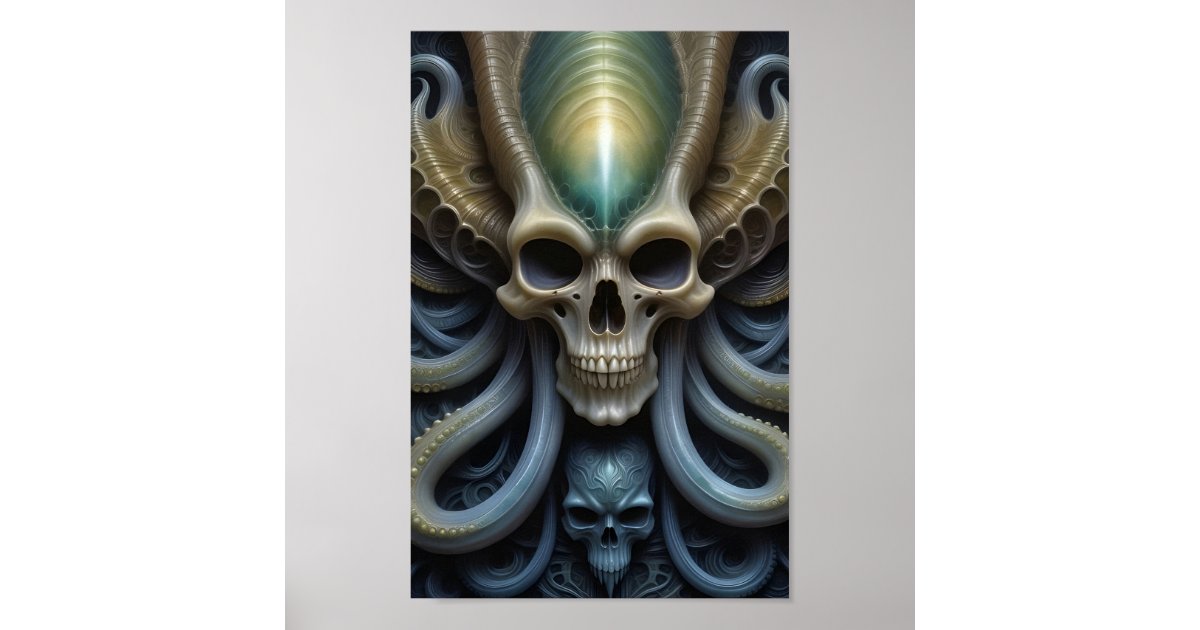 Alien Skull Octopus - 006 - Fantasy Art Poster | Zazzle