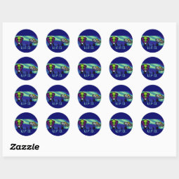 Alien Spaceship Classic Round Sticker | Zazzle