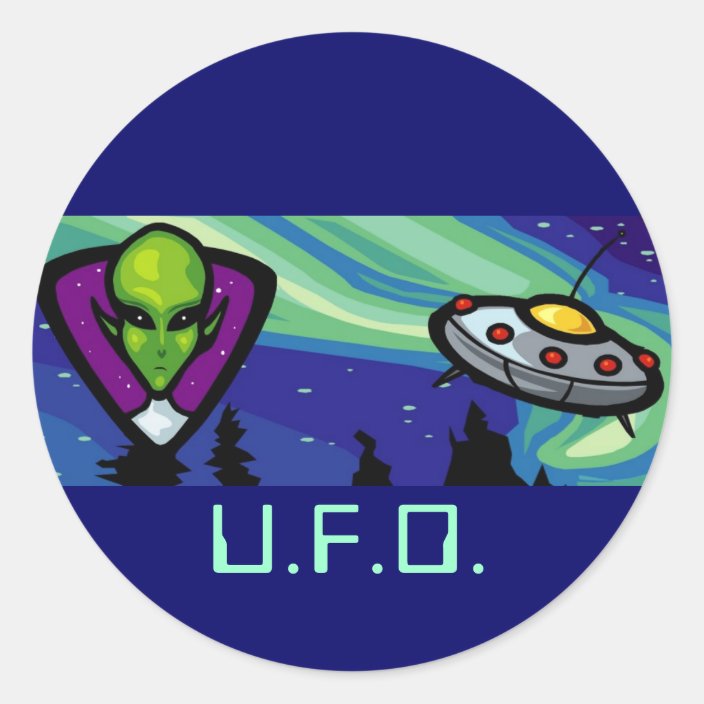 Alien Spaceship Classic Round Sticker | Zazzle.com