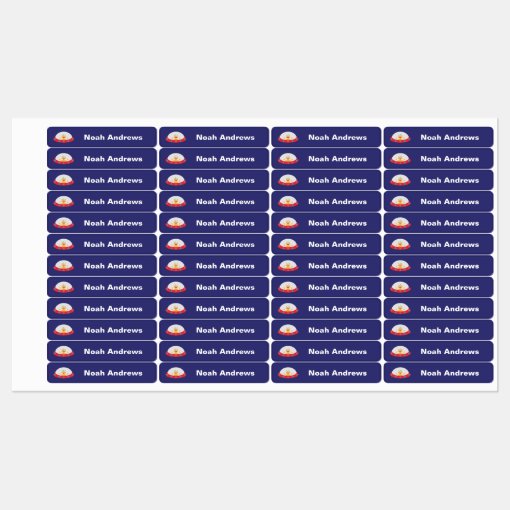 Alien Spaceship Iron on Name Labels for School | Zazzle