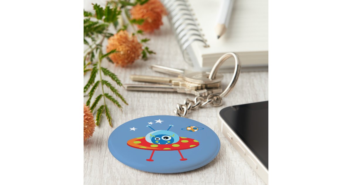Alien Spaceship Keychain | Zazzle