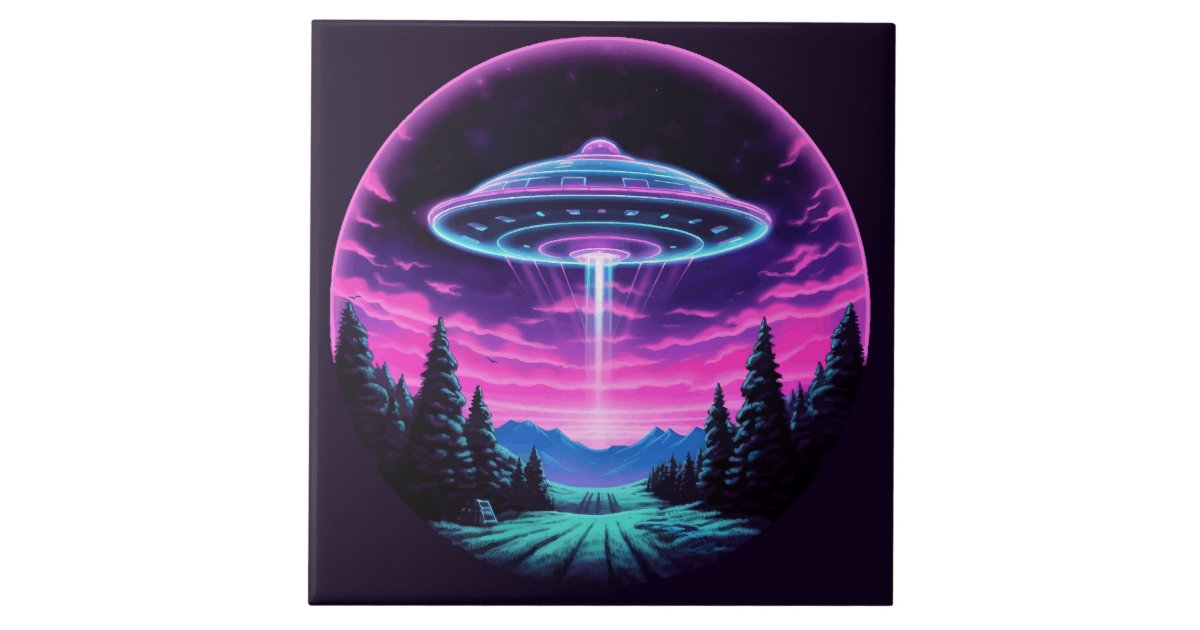 Alien Spaceship Retro Futuristic Ceramic Tile | Zazzle