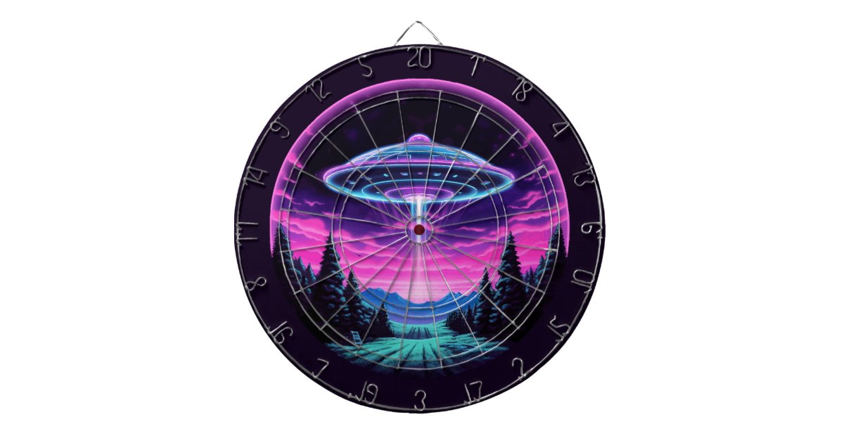 Alien Spaceship Retro Futuristic Dart Board | Zazzle