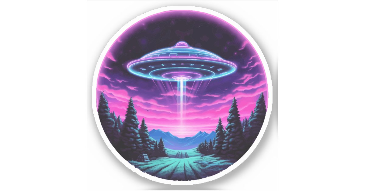 Alien Spaceship Retro Futuristic Sticker | Zazzle