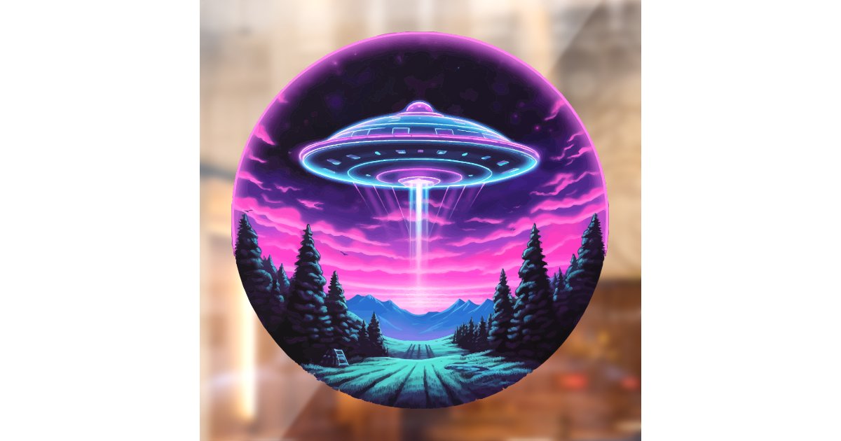 Alien Spaceship Retro Futuristic Window Cling | Zazzle