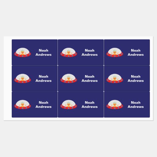 Alien Spaceship Waterproof Name Labels for School | Zazzle