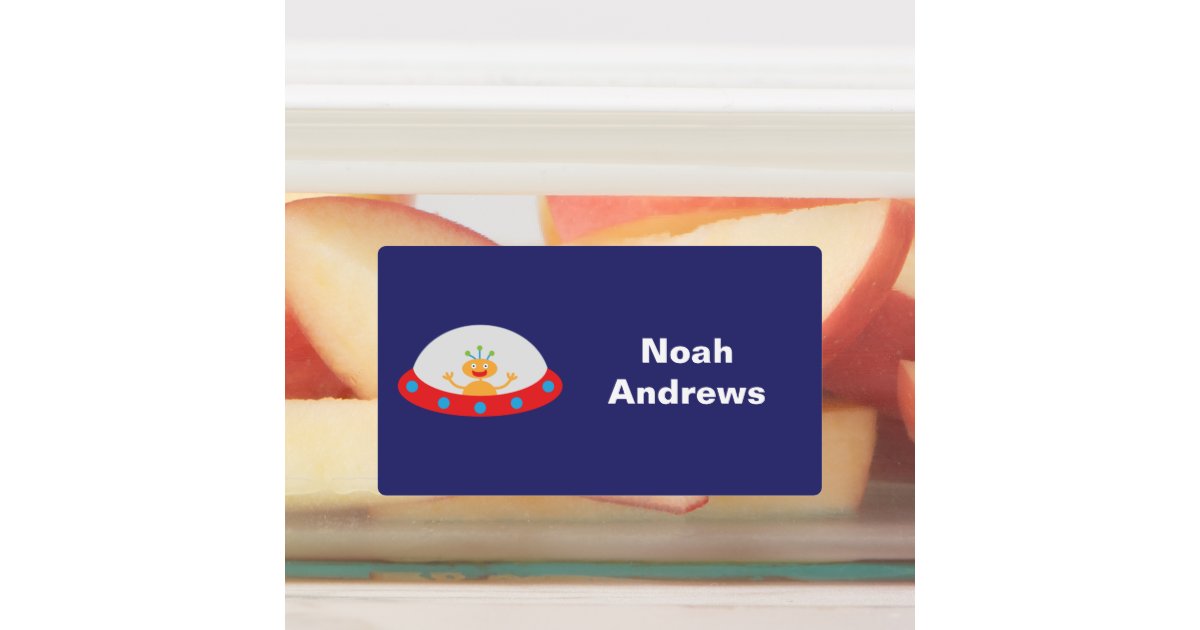 Alien Spaceship Waterproof Name Labels for School | Zazzle
