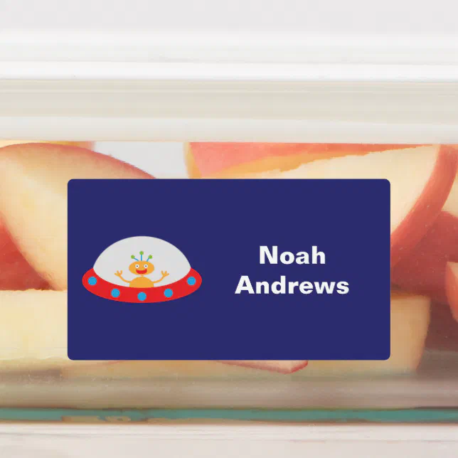 Alien Spaceship Waterproof Name Labels for School | Zazzle