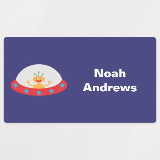 Alien Spaceship Waterproof Name Labels for School | Zazzle