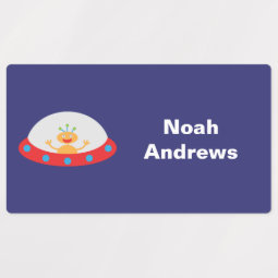 Alien Spaceship Waterproof Name Labels for School | Zazzle