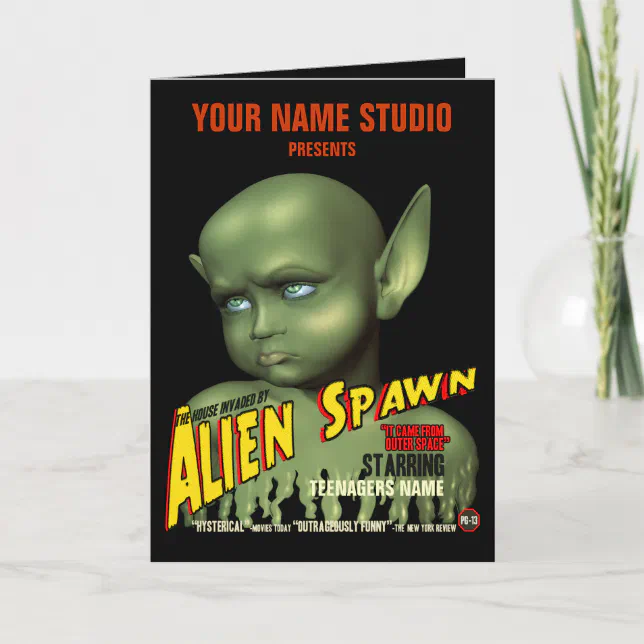 Alien Spawn B-Movie Poster Birthday Card | Zazzle