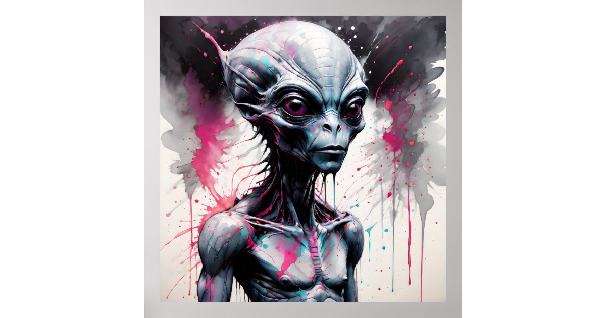 Alien Splash Paint Poster | Zazzle