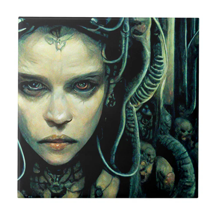 Alien Tech Girl Science Fiction Ceramic Tile | Zazzle