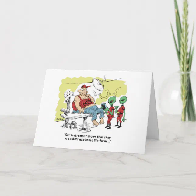 Alien-themed thanks for the great dinner cartoon thank you card | Zazzle